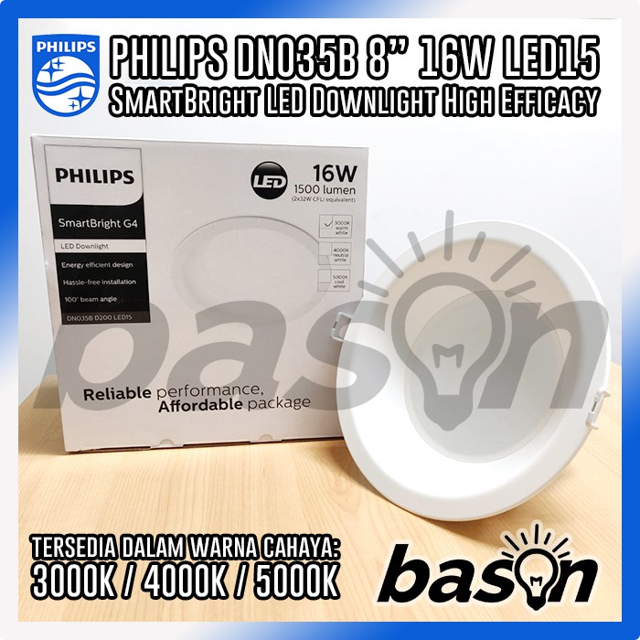 Jual PHILIPS DN035B 16W 1500lm D200 8" PSU WH - LED Downlight ...