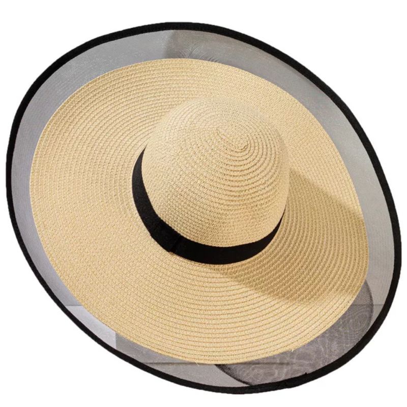 Jual Topi pantai lebar tile pita simple PL21/ Topi pantai lebar jala | Shopee Indonesia