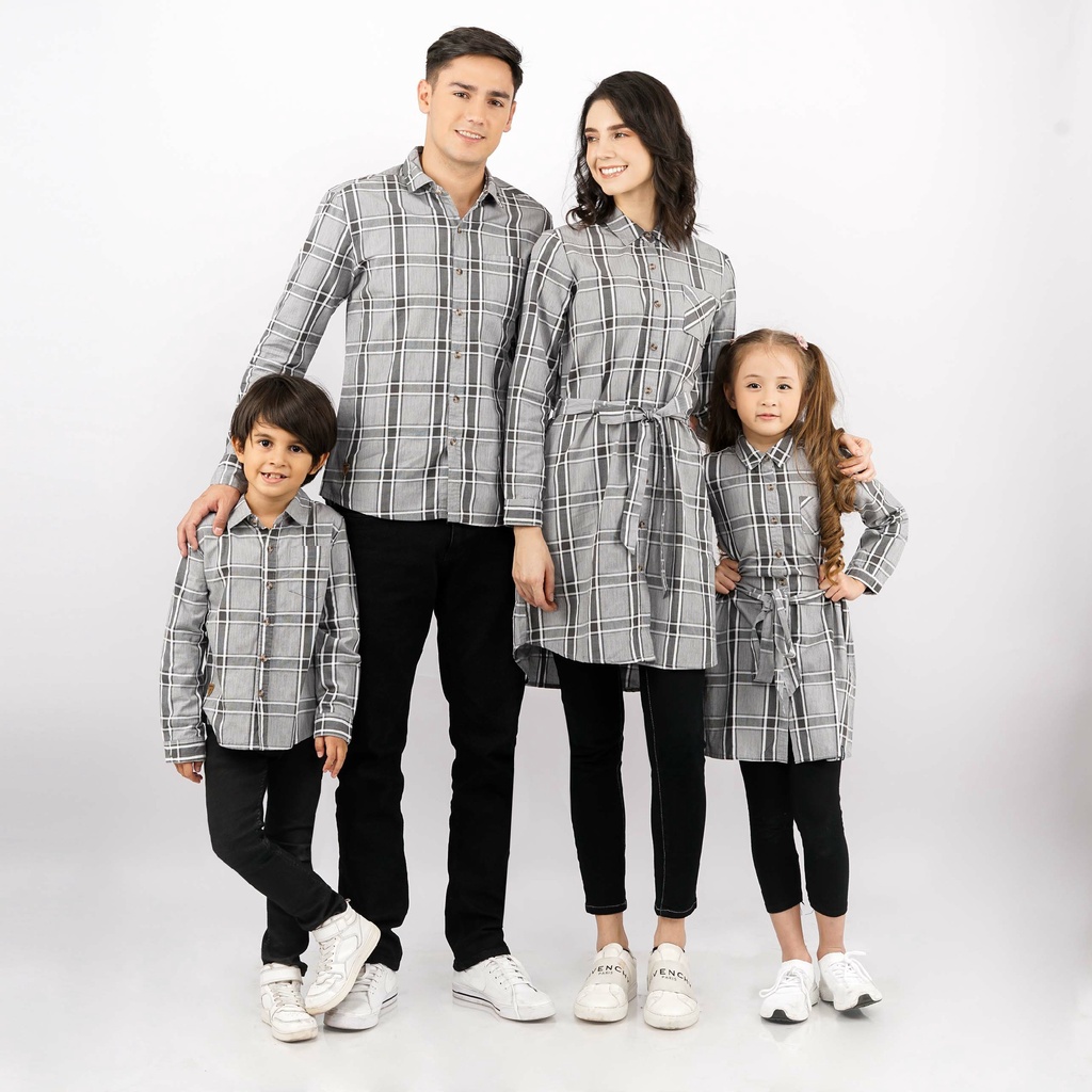 Jual Cressida Kemeja Set Couple Family Gray - CR035X | Shopee Indonesia