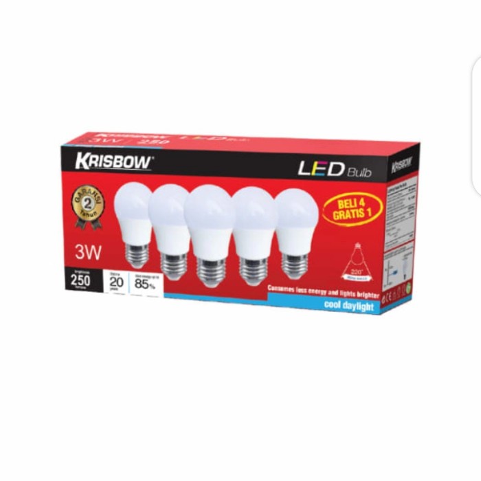 Jual krisbow lampu bohlam led set 3 watt putih (5 pcs) | Shopee Indonesia