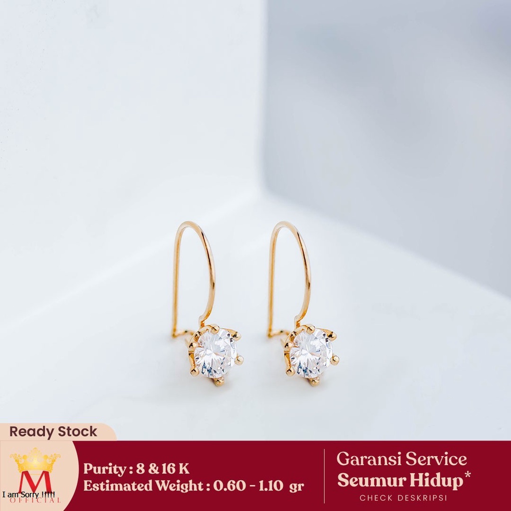 Jual ANTING EMAS SOLITAIRE 1 8K-16K | Shopee Indonesia