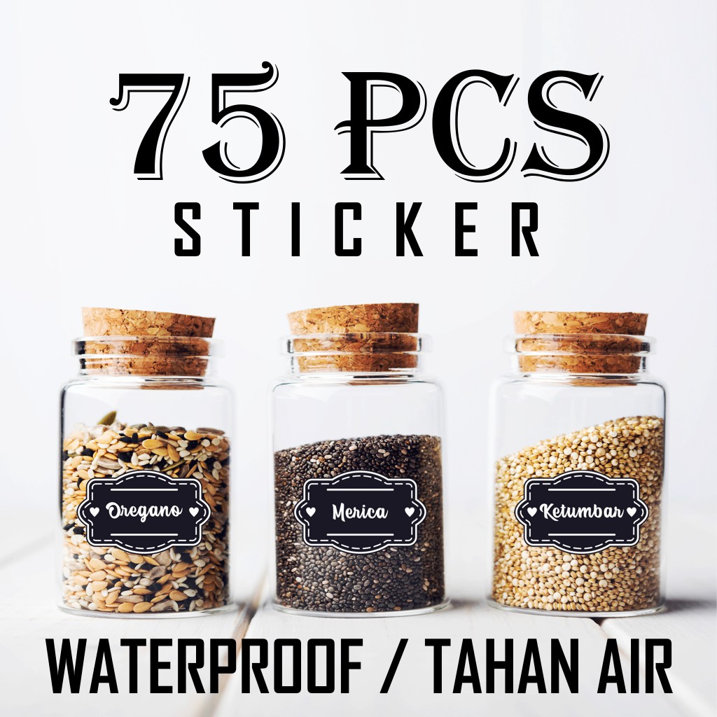 Jual sticker label nama bumbu dapur pantry jar pet botol toples desain ...
