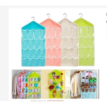 Jual STORAGE GANTUNG 16 KANTONG ] HANGER ORGANIZER SEBAGUNA POUCH ...