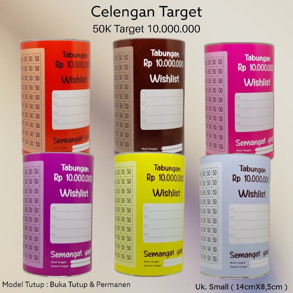 Jual CELENGAN TARGET 50K TARGET 10JT TABUNGAN TARGET BUKA TUTUP ...