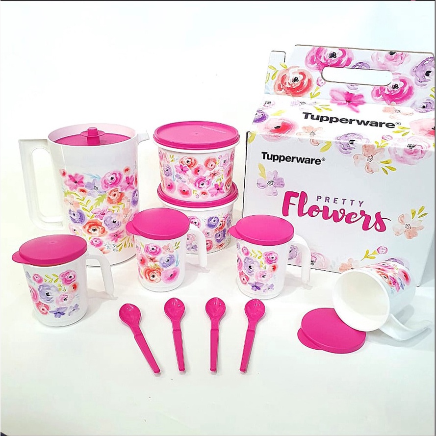 Jual Pretty Flower Pink Set ( Gelas, Toples & Teko ) | Shopee Indonesia