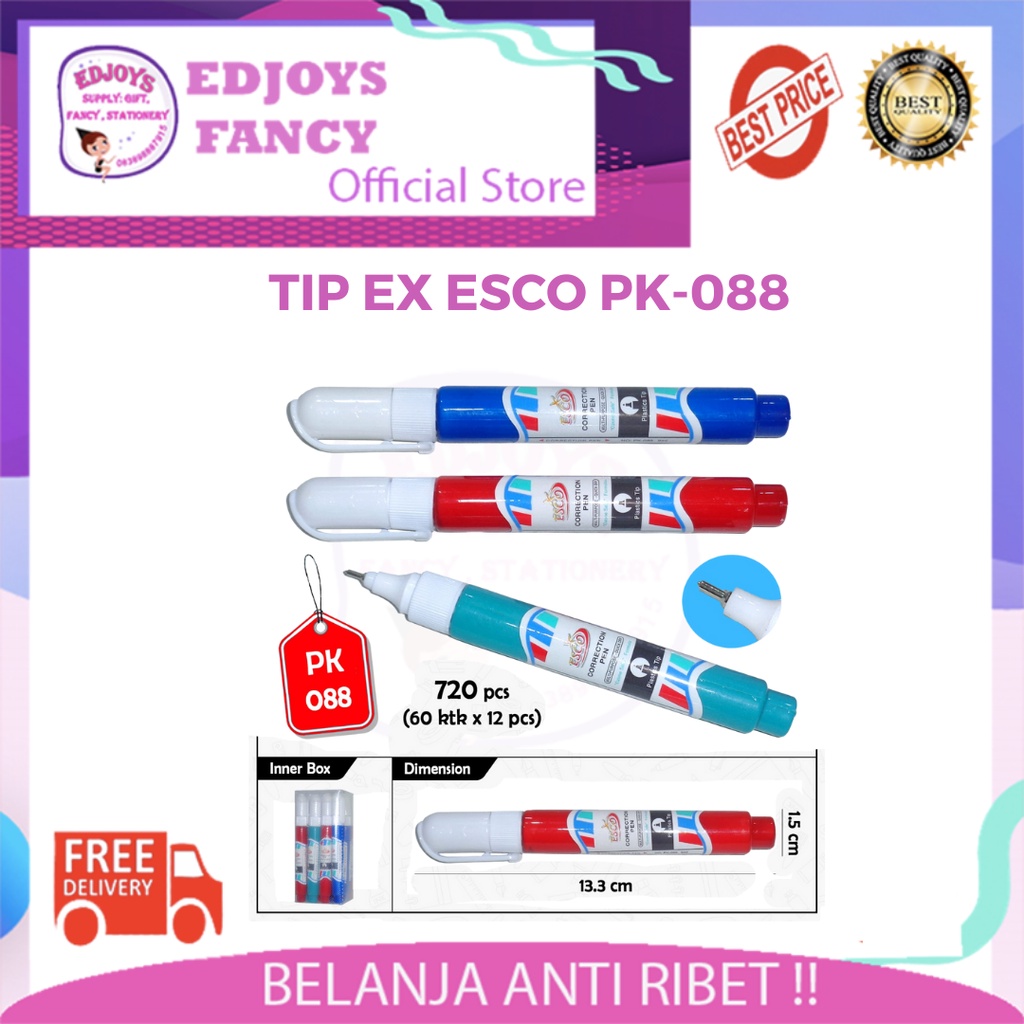 Jual Esco tip ex tipe x cair murah tipe x cair bentuk pen correction fluid PK-088 | Shopee Indonesia