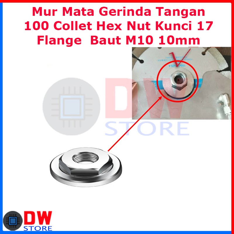 Jual Mur Mata Gerinda Tangan Collet Nut Stainless Kunci 17 As M10 10mm | Shopee Indonesia