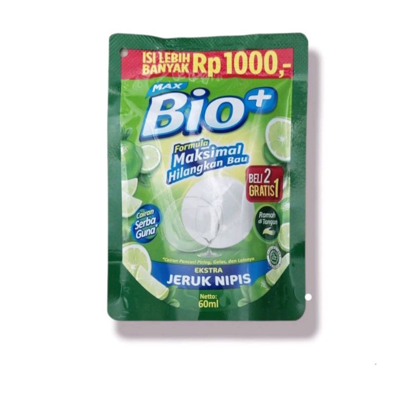 Jual SABUN CUCI PIRING MAX BIO+ 60 ml / 1 KARTON / 72 PCS | Shopee Indonesia