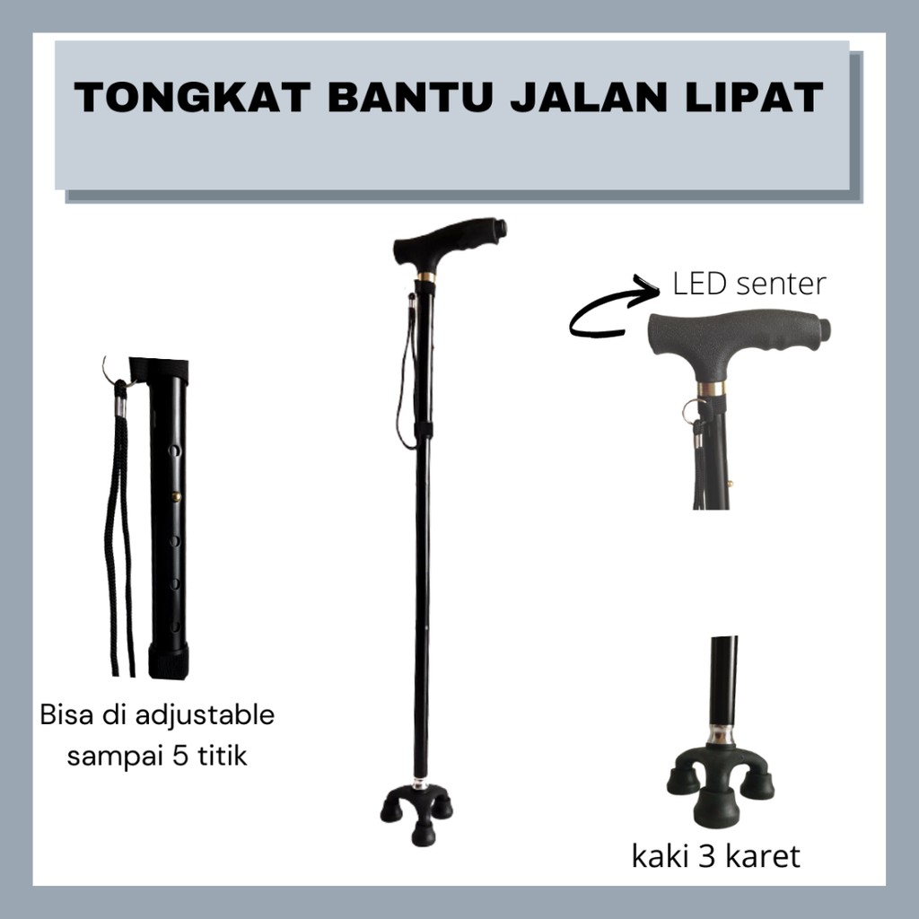 Jual Alat bantu jalan tongkat lipat kaki tiga tongkat kaki 3 manula ...