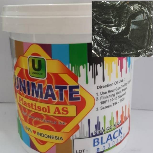Jual Tinta Sablon Plastisol Unimate As Black 1Kg | Shopee Indonesia