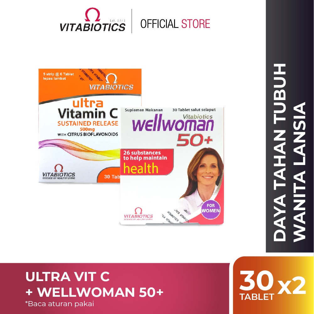 Jual Vitabiotics Ultra Vitamin C + Vitabiotics Wellwoman 50+ @30 Tablet | Shopee Indonesia
