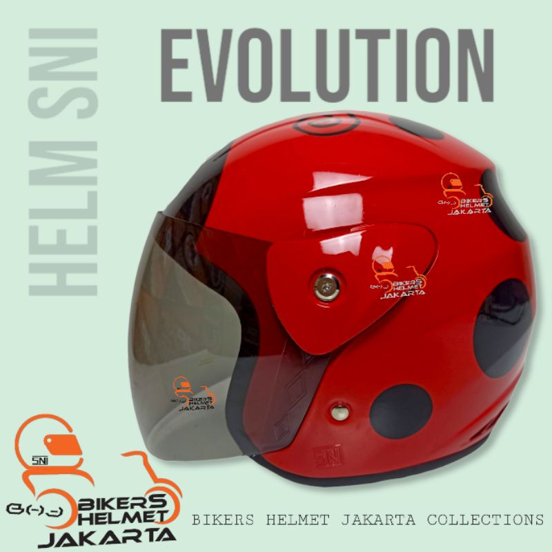 Jual EVOLUTION HELM LADY BUGS RED BLACK GLOSS HALF FACE MODEL GM EVO ...