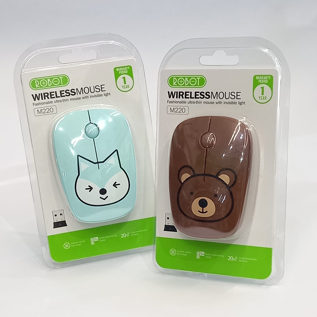 Jual Mouse Wireless ROBOT M220 Brown Bear Optical Receiver USB DPI ...