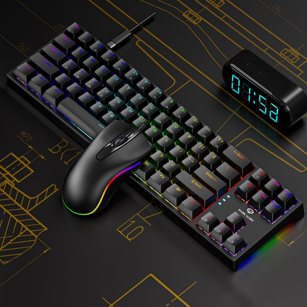 Jual DARK ALIEN K710 keyboard mechanical gaming rgb wired outemu type-c ...