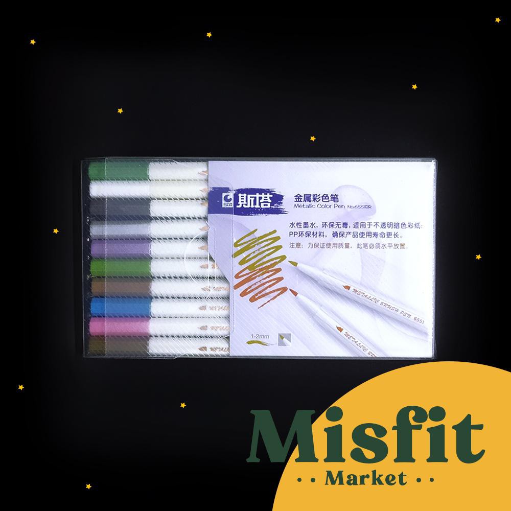 Jual STA Metallic Brush Pen Set 10 Colors not Joyko | Shopee Indonesia
