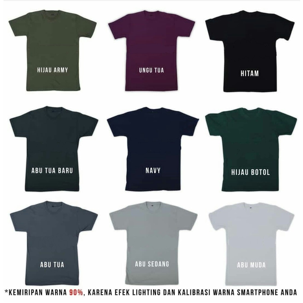 Jual KAOS POLOS WARNA SOLID BASIC COTTON COMBED 30S LENGAN PENDEK ...