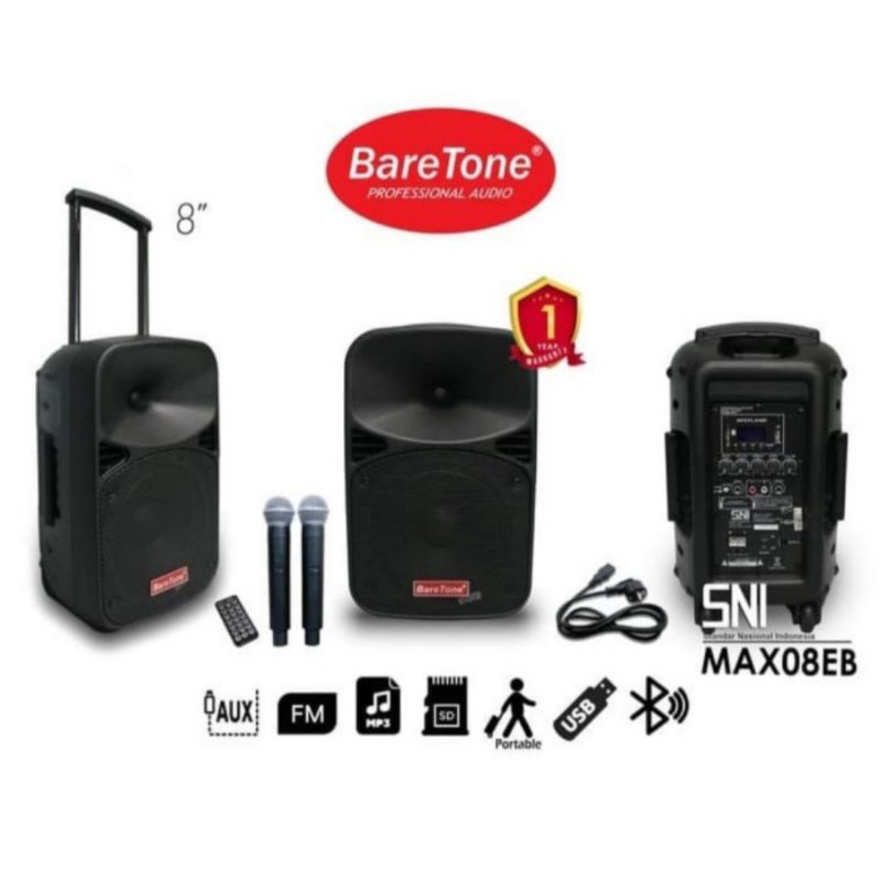 Jual Spiker Portable BARETONE MAX8EB MAX 8EB Speaker 2 Mik Wireless ...