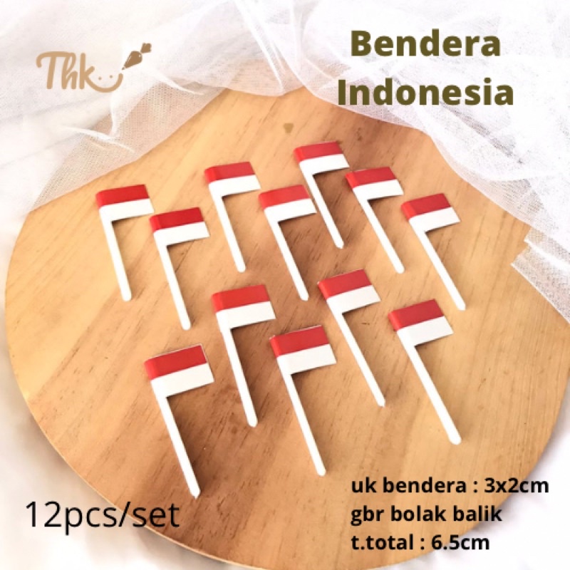 Jual Hiasan tusukan kue cake topper bendera indonesia merah putih ...