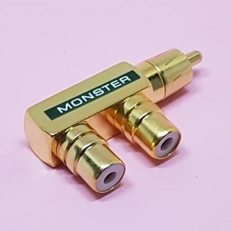 Jual 90 Black RCA Splitter Gold Plated Adapter 1 Male to 2 Female ...