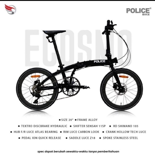 Jual Sepeda Lipat Element Ecosmo Police 11 Speed 20 Inch | Shopee Indonesia
