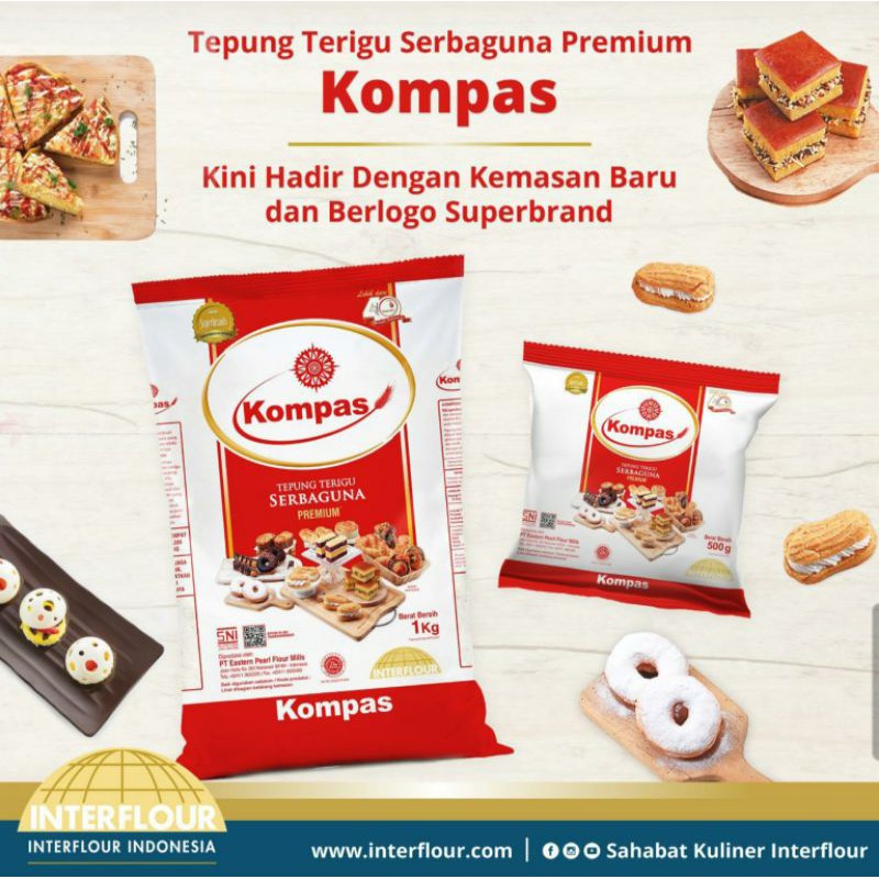 Jual Tepung Terigu Kompas 1 kg 1 dos (1 kg x 10 pc) | Shopee Indonesia