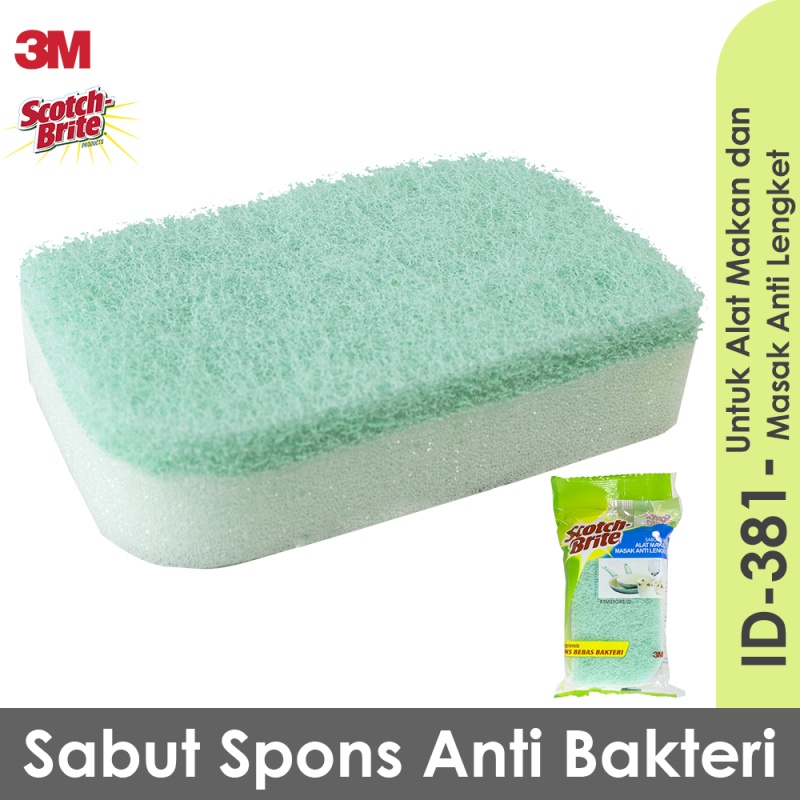 Jual Pusapu 3M Scotch Brite Sabut Spons Medium Cuci Piring Anti Bakteri ...