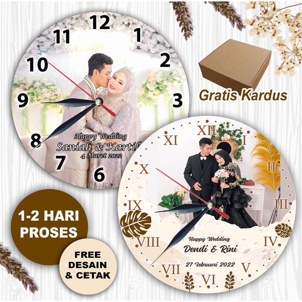 Jual JAM DINDING KAYU CUSTOM NAMA FOTO HADIAH PERNIKAHAN UNIK KADO ...