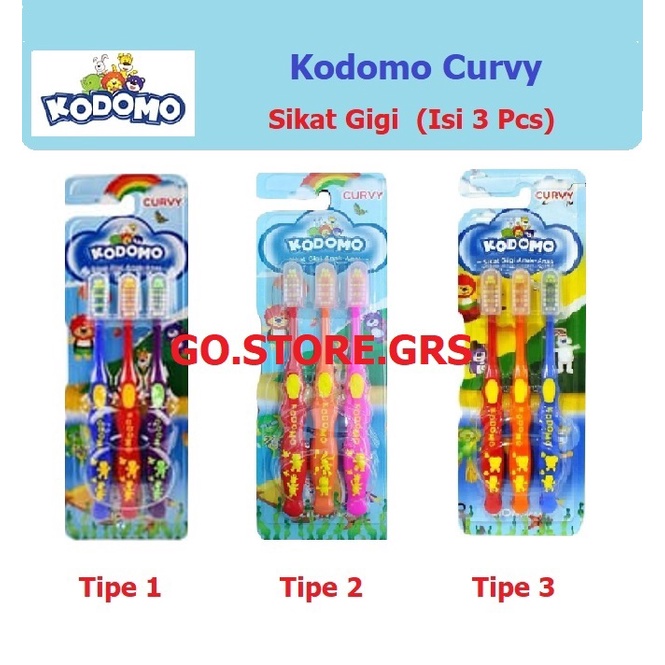 Jual Kodomo Curvy SIkat Gigi Anak Isi 3 Pcs / Kids ToothBrush / Kid Tooth Brush | Shopee Indonesia