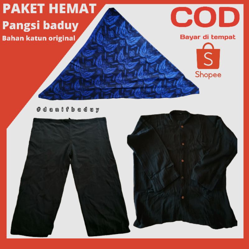 Jual COD PANGSI BADUY setelan baju+celana+iket segitiga bahan katun original baju baduy | Shopee ...