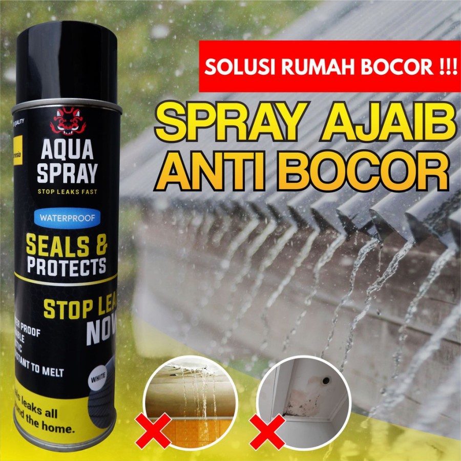 Jual Aqua Spray Waterproof Cairan Anti Bocor Rubber Sealant Spray 500ml | Shopee Indonesia
