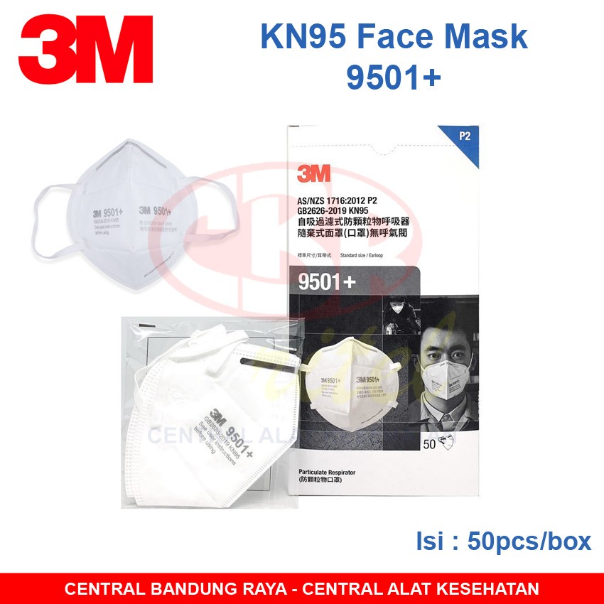 Jual 3M 9501+ Masker KN95 Face Mask isi 50 | Shopee Indonesia