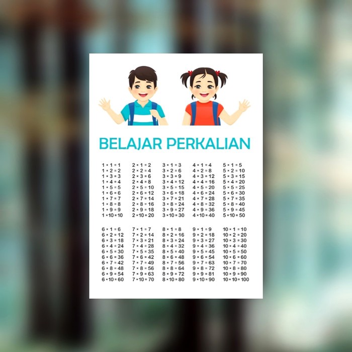 Jual STIKER ANAK SEKOLAH DASAR - TABEL MATEMATIKA PERKALIAN MODEL B ...