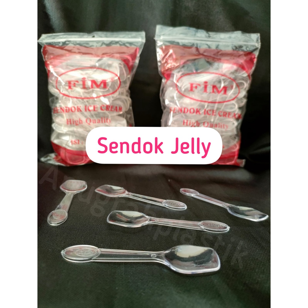 Jual Sendok plastik jelly bening/sendok ice cream isi 100 pcs Warna ...