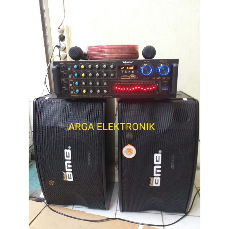 Jual SPEAKER BMB 10 INCI DAN AMPLI WESTON PLUSS MIC WIRELESS | Shopee Indonesia