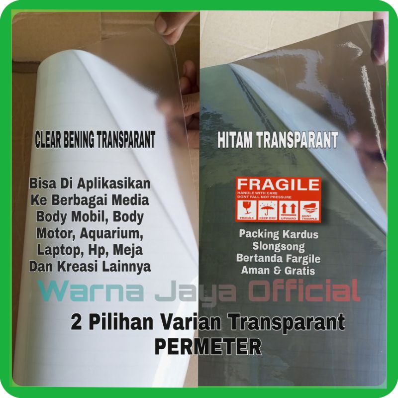 Jual PERMETER/100cm Sticker Stiker Skotlet Clear Bening / Hitam Transparan Tembus Scotlet ...