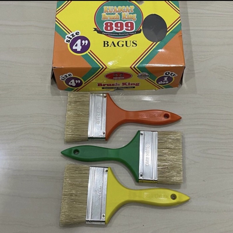 Jual 4”inchi Kuas cat paint brush king 899 4inci gagang pvc plastik bulu putih 4 inci brushking ...