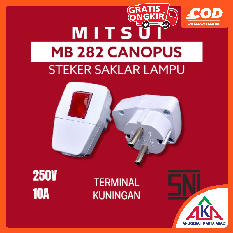 Jual MITSUI Steker Arde Plus Saklar Lampu CANOPUS / GRAND By Hannochs MB 282 Terminal Kuningan ...