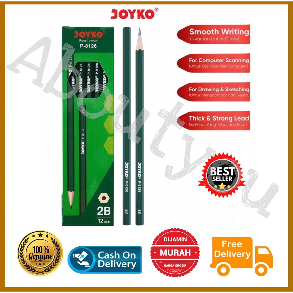 Jual Pensil / Pencil kayu 2B per BATANG serut JOYKO unik murah grosir ...