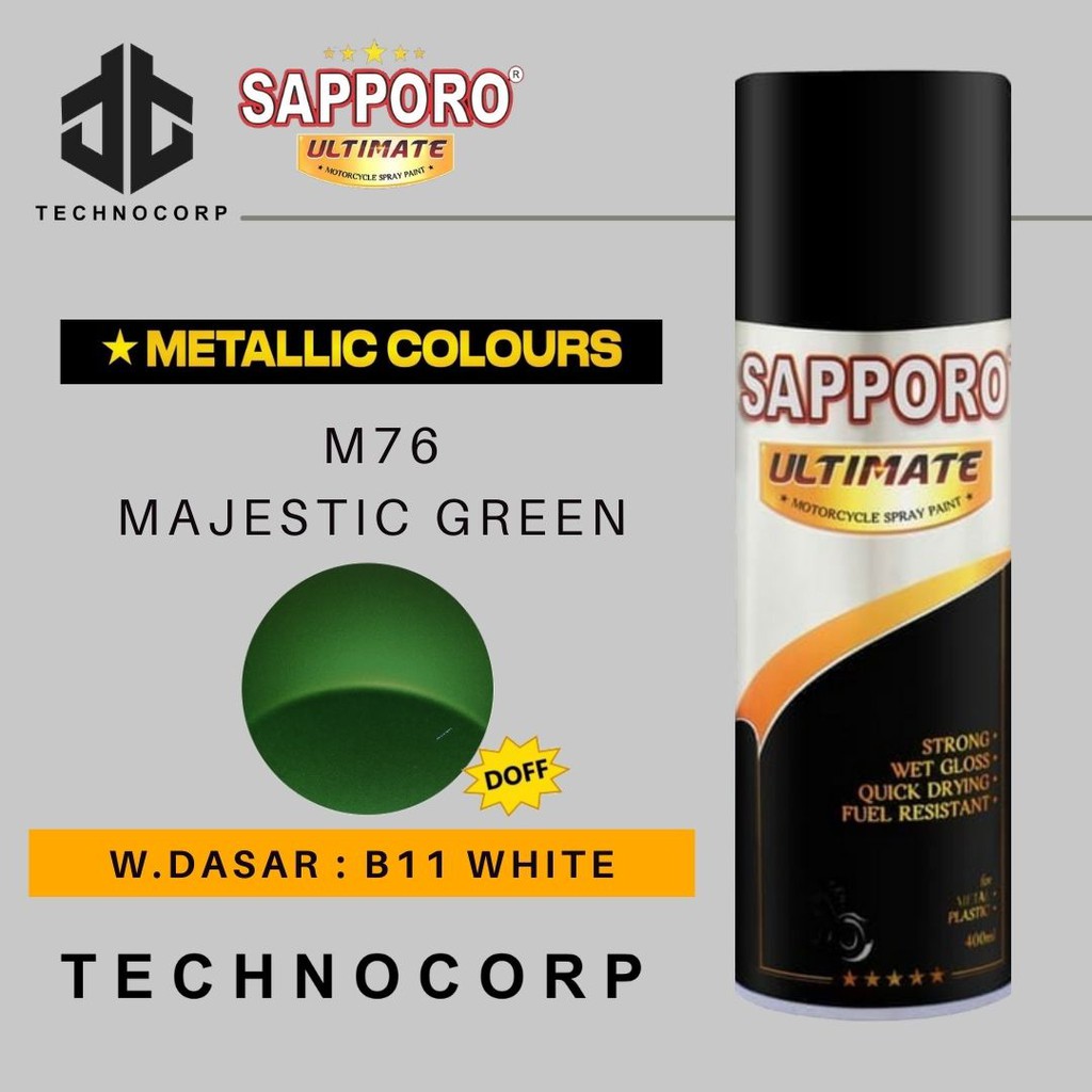 Jual Cat Semprot SAPPORO ULTIMATE M76 MAJESTIC GREEN / HIJAU SATIN DOFF ...