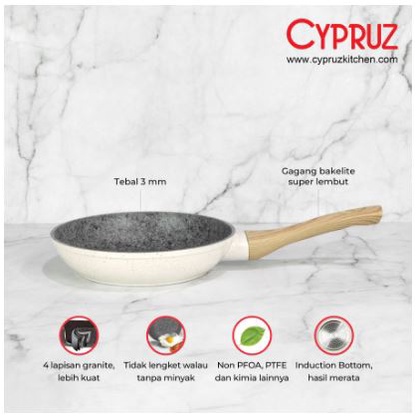 Jual Cypruz White Granite Fry Pan / Wajan TEFLON PENGGORENGAN Tebal Anti Lengket | Shopee Indonesia