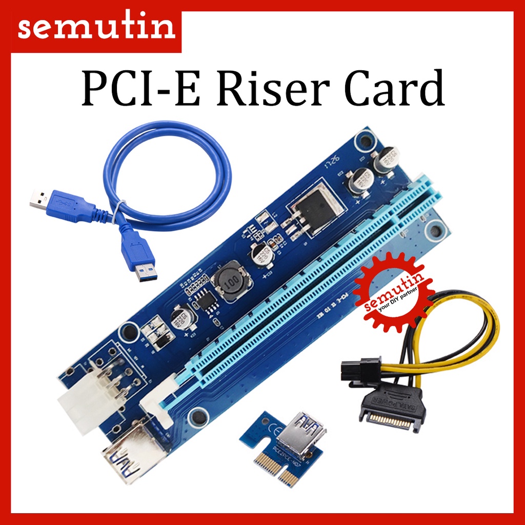 Jual PCI-E Riser Card 1x to 16x USB3.0 For Mining / PCIE Miner Express ...