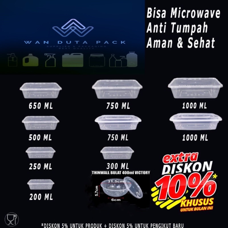 Jual Box Makan Plastik / Thinwall / Box Container Khusus Paket 10pcs ...