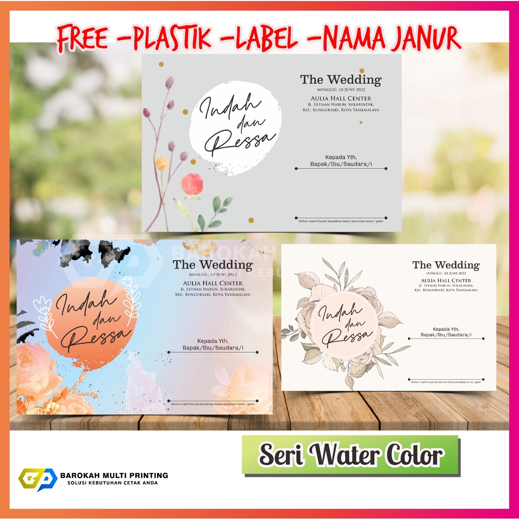 Jual Undangan Pernikahan Murah Undangan watercolor Undangan Viral ...