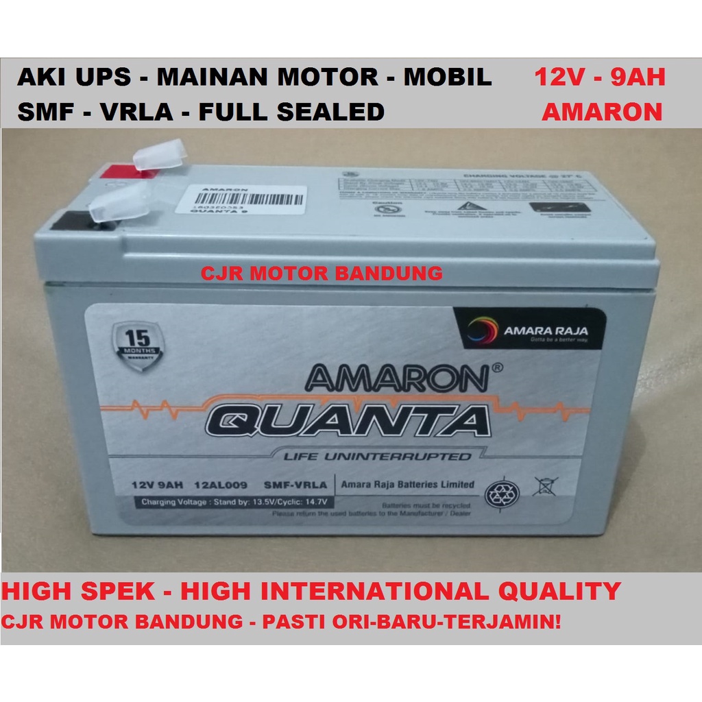 Jual AMARON QUANTA Aki Battery 12V 9Ah baterai UPS Mainan Motor Mobil ...