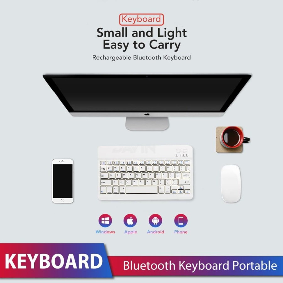 Jual Keyboard Bluetooth Universal 8 Inch Mini Wireless Untuk Windows ...