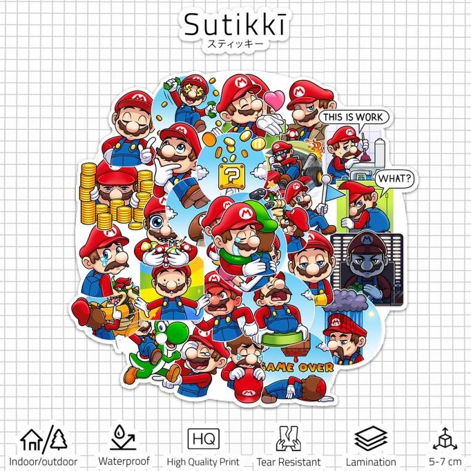 Jual Sticker Pack Mario Mood Games Mario Bros MarioBros Die Cut Vinyl ...