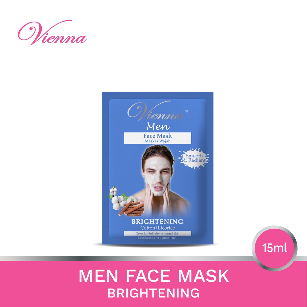 Jual VIENNA MEN BRIGHTENING FACE MASK COTTON AND LICORICE - 15ML SACHET ...