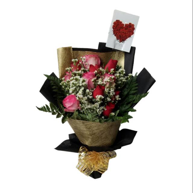 Jual Fresh flower bouquet bunga mawar merah mix bunga mawar pink kado ...