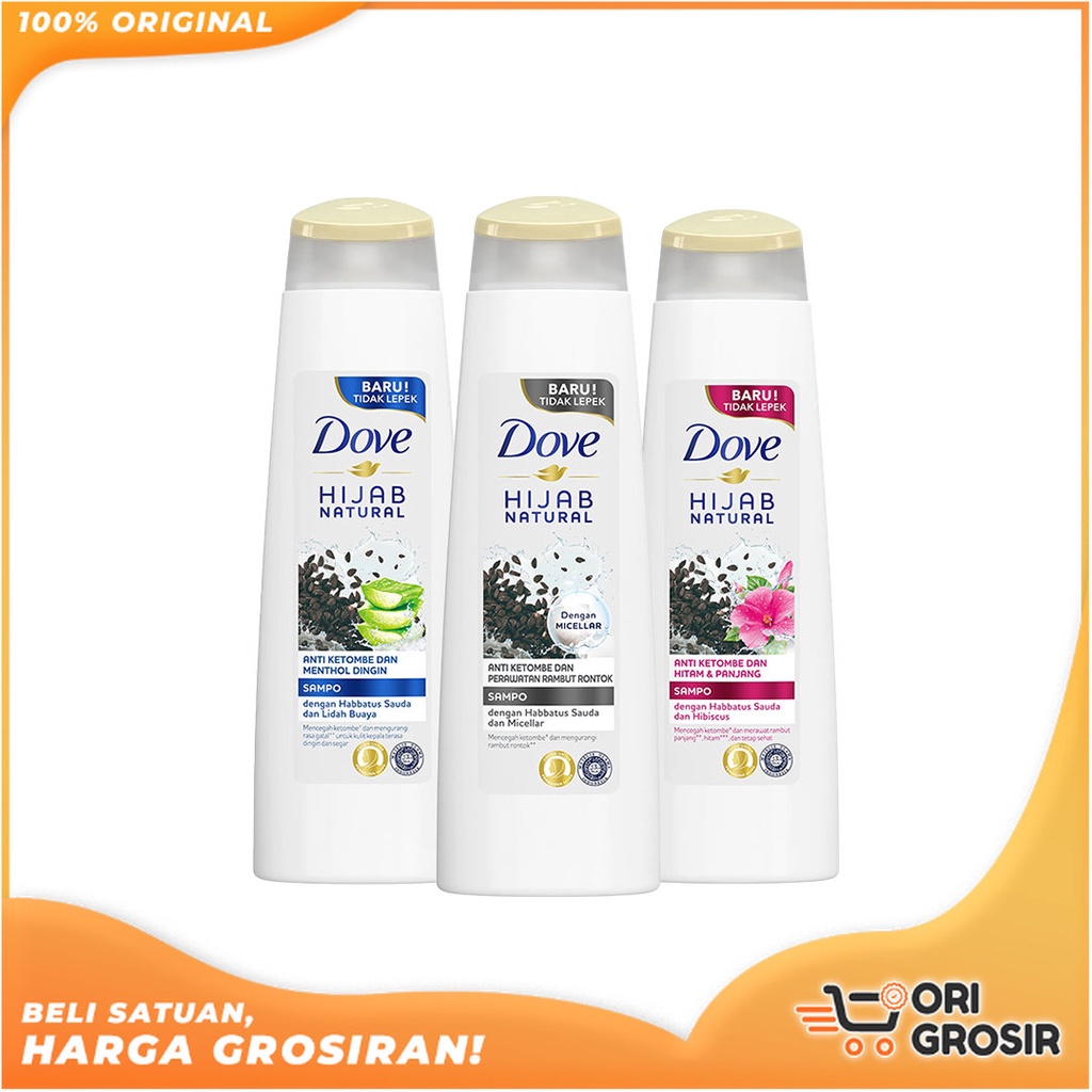 Jual ORI Grosir DOVE Shampoo Hijab Natural Anti Ketombe Rambut Hitam ...