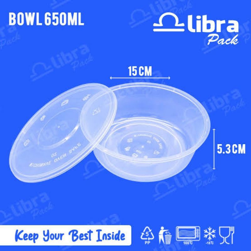 Jual Thinwall Bowl Bulat Mangkok 650 ml Libra (1 Pak isi 25) | Shopee ...